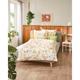 Kaeppel Bettw&auml;sche &raquo;Bianca&laquo; 2 Stk. Mit Blumenmuster orange Perkal, Obermaterial: 100% Baumwolle B/L: 155cm x 220cm, 1 Stk., 1 Stk., Perkal, B/L: 80cm x 80cm, 