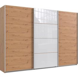 wimex Schwebet&uuml;renschrank &raquo;Norderstedt&laquo; INKLUSIVE 2 Stoffboxen und 2 zus&auml;tzliche Einlegeb&ouml;den, mit Glast&uuml;r wei&szlig; Holzwerkstoff Artisan Eiche Nachbildung, B/H