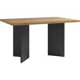 ByLiving Esstisch &raquo;Marten&laquo; 1 Stk. tlg. moderner Wangentisch in Eiche Nachbildung, 140 und 160 cm schwarz B/H/T: 140cm x 75,5cm x 90cm