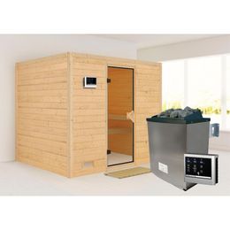 Karibu Sauna &raquo;Soraja&laquo; Set, Ofen 9 KW externe Strg easy beige Saunaofen, externe Steuerung, 9 kW