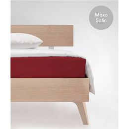 Fleuresse Spannbettlaken &raquo;Colours in Gr. 90x200, 140x200 oder 180x200 cm&laquo; Mako Satin, f&uuml;r Matratzen bis 23 cm H&ouml;he, Bettlaken, Spannbetttuch rot Mako-