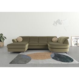 Sit & More sit&more Wohnlandschaft &raquo;Apulia U-Form&laquo; wahlweise Schlaffunktion, Bettkasten und Kopf- und Armteilverstellung gr&uuml;n Webstoff (100% Polyester);Struktur 