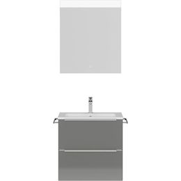 Nobilia Badm&ouml;bel-Set &raquo;Levere&laquo; vormontiert, mit Soft-Close, 2 Stk. tlg. grau B/H/T: 61cmcm x 169cmcm x 48,7cmcm, Griffe chrom