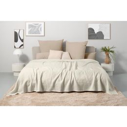 OTTO home Tagesdecke &raquo;Mira&laquo; leichte Tagesdecke aus 100% Baumwolle, uni &Uuml;berwurf, ohne F&uuml;llung beige Obermaterial: 100% Baumwolle B/L: 150cm x 250cm