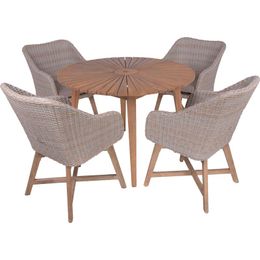 Garden Pleasure Garten-Essgruppe &raquo;, Tischgruppe &raquo;FREMONT/OAKLAND Set 01&laquo;&laquo; Set, 4 Sessel, Tisch LxB: 110x110 cm, inkl Auflagen grau Kissenbezug: 100% Polyester 