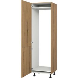 KOCHSTATION K&uuml;hlumbauschrank &raquo;Trea&laquo; f&uuml;r integrierte K&uuml;hl-Gefrierkombi 176,6 cm, Breite 60 cm, H&ouml;he 195 cm braun B/H/T: 60cm x 195cm x 56cm, T&uuml;ren: 2 