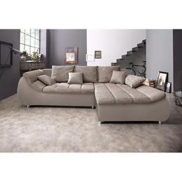 Home Affaire Ecksofa &raquo;Imola, bequem, aktuelle Steppung im Sitz, L-Form, Breite 270cm&laquo; wahlweise mit Bettfunktion braun Microfaser PRIMABELLE (100% 