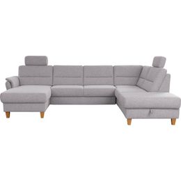 Home Affaire Wohnlandschaft &raquo;Palmera U-Form, B: 308 cm&laquo; optional Schlaffunktion & Bettkasten, Federkern silber 100% Polyester;Struktur (100% Polyester