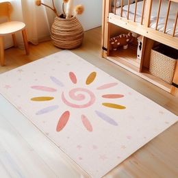 Ayyildiz Teppiche Kinderteppich &raquo;PLAY 2021&laquo; rechteckig 8 mm H&ouml;he rutschhemmend, Motiv Sonne, Kurzflor beige Polyamid B : 140cm 1 Stk., 8mm, L: 200cm