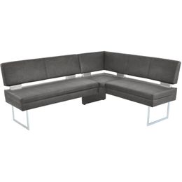 K+w Komfort & Wohnen K+W Komfort & Wohnen Eckbank langer Schenkel links oder rechts, mit dekorativen Distanzhalter silber B/H/T: 199cm x 89cm x 158cm, Leder Longlife 