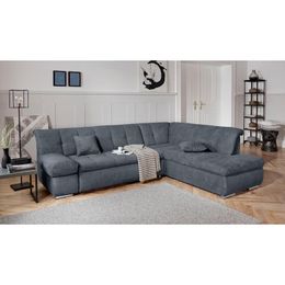 DOMO collection Ecksofa &raquo;MONA 271x213 cm, modern und komfortabel&laquo; whlw. mit Bett- und Armlehnfunktion, L-Form grau Struktur fein 100% Polyester;