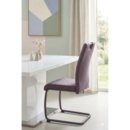 Hela Freischwinger &raquo;FLORENZ&laquo; (Set) 2 Stk.Rundrohrgestell Matching Colour, gepolstert, mit Griff lila Metall, Polyester, Stoff B/H/T: 43cm x 97,5cm x 