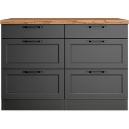 KOCHSTATION Unterschrank &raquo;KS-Lana&laquo; Breite 120 cm grau Holzwerkstoff, MDF graphit, B/H/T: 120cm x 86cm x 60cm, Schubladen: 6 Stk.