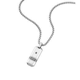 Police Herren Kette mit Anh&auml;nger &raquo;Baseline&laquo; mit Zirkonia (synth.) silber Edelstahl, L: 55 B: 2,5mm