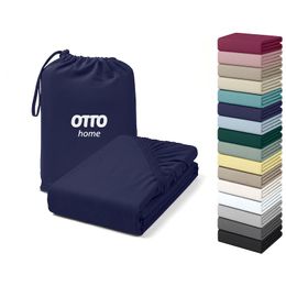 OTTO home Spannbettlaken &raquo;Cremona, Basic & Premium Qualit&auml;t mit Elasthan&laquo; Bettlaken f&uuml;r Matratzen von 20-25 cm H&ouml;he, 96% Baumwolle & 4% Elasthan blau 