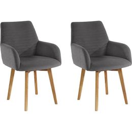 OTTO products Armlehnstuhl &raquo;Alessja&laquo; (Set) 2 Stk.Bezug aus Microfaser, Gestell aus Eiche Massivholz grau Holzwerkstoff, Massivholz, Polyester B/H/T: 