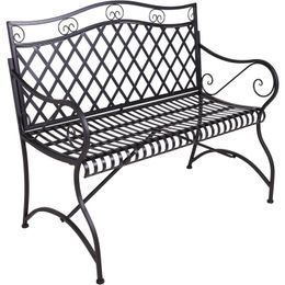Garden Pleasure Gartenbank &raquo;PORAK&laquo; mit Armlehne und Verzierungen schwarz Stahl B/H/T: 60cm x 97cm x 111,5cm