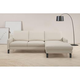 Home Affaire Ecksofa inkl. saugroboterfreundliche H&ouml;he & schmale Armlehnen beige 100% Leder B/H/T: 244cm x 86cm x 164cm, Dickleder, Longchair rechts, 