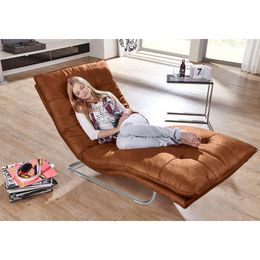 W.Schillig Relaxliege &raquo;daily dreams&laquo; in Waffelkissen-Optik, wahlweise mit Motor, Freischwingergestell braun Longlife Xtra-Leder Z69: Das feinnarbige, 
