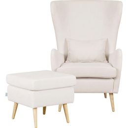 Home Affaire Sessel &raquo;Sallito, TV-Sessel, Ohrensessel mit&laquo; Hocker, in vielen Bezugsqualit&auml;ten, auch in Samtcord beige Struktur Hahnentritt (67% 