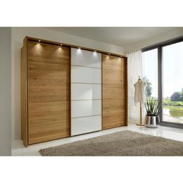 Wiemann Schwebet&uuml;renschrank &raquo;Kufstein&laquo; mit Glas wei&szlig; B/H/T: 300cm x 220cm, T&uuml;ren: 3 Stk.
