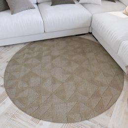 Wecon Home Wollteppich &raquo;Hamptons THIRTYSEVEN&laquo; rund 15 mm H&ouml;he Schurwolle, Kurzflor, Wohnzimmer, elegant, geometrisches Muster beige Schurwolle &Oslash; 200cm