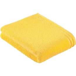 Vossen Badetuch &raquo;Calypso Feeling&laquo; mit schmaler Bord&uuml;re aus 100% Baumwolle, Vegan, einfarbig gelb Walkfrottee, Obermaterial: 100% Baumwolle B/L: 67cmx140cm, 1