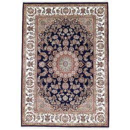 Orientteppich &raquo;Nain, auch als L&auml;ufer&laquo; rechteckig 15 mm H&ouml;he handgekn&uuml;pft, mit Fransen, reine Wolle, Wohnzimmer blau Wolle B : 250cm 1 Stk., 15mm, L: 