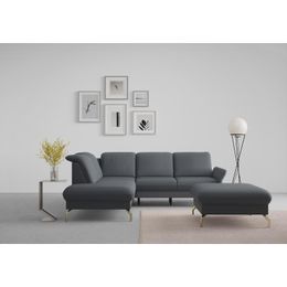 Sit & More sit&more Ecksofa &raquo;Fashion L-Form&laquo; wahlweise mit Kopfteilverstellung, Vorziehsitz, motorisch, Nickelf&uuml;&szlig;e grau B/H/T: 250cm x 84cm x 207cm, Soft clean, 
