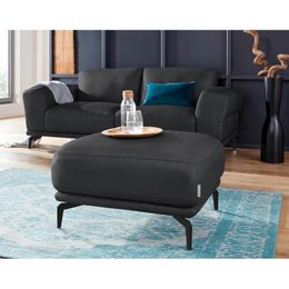 W.Schillig Hocker &raquo;montanaa&laquo; mit Metallf&uuml;&szlig;en in Schwarz pulverbeschichtet, Breite 71 cm schwarz B/H/T: 71cm x 42cm x 71cm, Longlife Xtra-Leder Z59