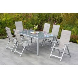 Merxx Garten-Essgruppe &raquo;Taviano&laquo; 7 Stk. tlg. braun Aluminium, Polyester Polyester