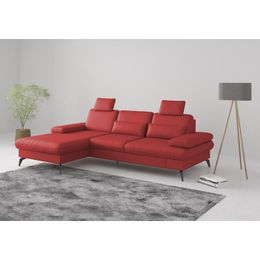 Sit & More sit&more Ecksofa &raquo;Morris L-Form, inkl. Sitztiefenverstellung&laquo; wahlweise mit Armteilverstellung, Schlaffunktion & Bettkasten rot B/H/T: 275cm x 82cm x 