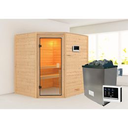 Karibu Sauna &raquo;Mia (Fronteinstieg)&laquo; Ofen 9 KW externe Strg easy beige (ohne Ofen)
