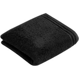 Vossen Badetuch &raquo;Calypso Feeling&laquo; mit schmaler Bord&uuml;re, aus 100% hochwerter Baumwolle, Vegan, einfarbig schwarz Walkfrottee, Obermaterial: 100% Baumwolle B/L