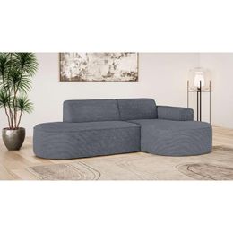 OTTO home Ecksofa &raquo;ADELLA XL Design-Sofa mit Recamiere rechts/links, 263/159/76 cm&laquo; L-Form XL mit Wellenunterfederung, runde Form, auch in Cord grau 