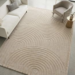 Sehrazat Teppich &raquo;Rio 1500, auch als L&auml;ufer&laquo; rechteckig 7 mm H&ouml;he Kurzflor, grafisches Hoch Tief Muster, Wohnzimmer beige Polyester B : 120cm 1 Stk., 7mm, L: 