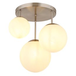 NOWA Deckenleuchte &raquo;KOP&laquo; E27 1 Stk. Deckenlampe, Glaskugel opal, alabaster Optik, Wohnzimmer, Esszimmer silber 3, &Oslash; 45cm H: 44cm, 1 Stk.