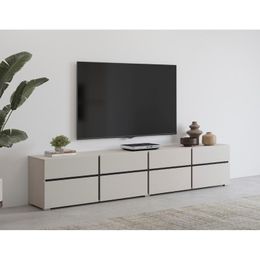 OTTO home Lowboard &raquo;Cross,Breite 225 cm, moderne grifflose TV-Kommode&laquo; TV-Schrank mit viel Stauraum, TV-Board beige B/H/T: 225cm x 48,2cm x 40cm, 