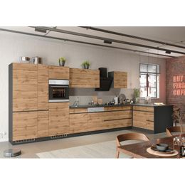 KOCHSTATION Winkelk&uuml;che &raquo;KS-Riesa&laquo; Stellbreite 490/153 cm, ohne E-Ger&auml;te braun B/H/T: 490cm x 200cm x 60cm, ohne E-Ger&auml;te