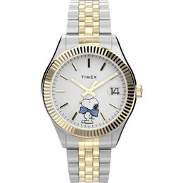 Timex Damen Quarzuhr &raquo;TMEX x PEANUTS Timex LEGACY&laquo; Armbanduhr, Damenuhr, Edelstahlarmband, Datum, Leuchtzeiger silber Einheitsgr&ouml;&szlig;e