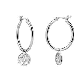 Firetti Damen Paar Creolen &raquo;Schmuck Geschenk Silber 925 Ohrschmuck Ohrringe Baum des Lebens&laquo; 37mm, Silber 925 (Sterlingsilber)