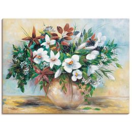 Artland Leinwandbild &raquo;Gro&szlig;z&uuml;gige Bl&uuml;ten&laquo; Blumen 1 Stk. tlg. auf Holzrahmen gespannt wei&szlig; Leinwand B/H/T: 80cm x 60cm, Leinwandbild Blumen Querformat, 1 Stk.