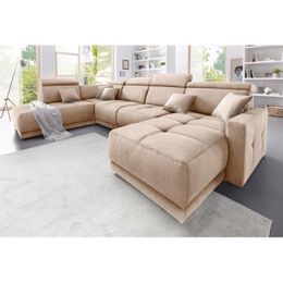 DOMO collection Wohnlandschaft &raquo;Ava moderne Sitzheftung mit toller Doppelnaht, komfortabel, U-Form&laquo; mit Federkern, wahlweise mit Kopfteilverstellungen