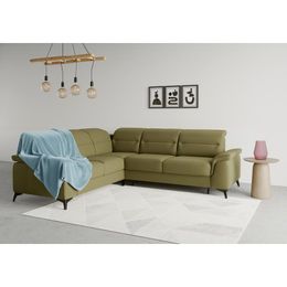 Sit & More sit&more Ecksofa &raquo;Sinatra L-Form&laquo; optinal mit Kopfteilverstellung und Armteilfunktion, Metallf&uuml;&szlig;e gr&uuml;n 98% Polyester, 2% Polyamid B/H/T: 251cm x 85cm 