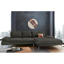 W.Schillig Ecksofa &raquo;enjoy&MORE, Designsofa, bequem, zeitlos und elegant, L-Form&laquo; mit Sitztiefenverstellung, F&uuml;&szlig;e silber matt, Breite 340 cm gr&uuml;n 