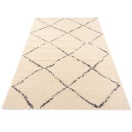 OCI DIE TEPPICHMARKE Hochflor-Teppich &raquo;Stockholm&laquo; rechteckig 30 mm H&ouml;he Langflor, Shaggy, Wohnzimmer beige Kunstfaser B : 80cm 1 Stk., 30mm, L: 150cm