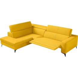 Egoitaliano Ecksofa &raquo;Edith, Designsofa mit hohem Sitzkomfort, Breite 269cm, L-Form&laquo; inkl. elektrischer Relaxfunktion und manuell verstellbaren Kopfteilen gelb 