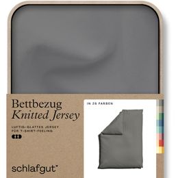 Schlafgut Bettbezug &raquo;Premium Bettbezug Knitted Jersey (1 St)&laquo; Ton-in-Ton Rei&szlig;verschluss, Bio-Baumwolle mit Elasthan, Uni, OEKO Tex grau Jersey, Obermaterial: 95
