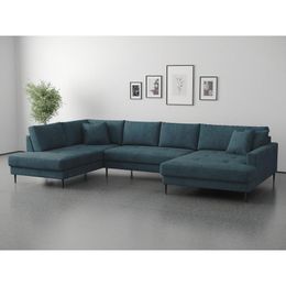 Trends by HG Wohnlandschaft &raquo;Summer&laquo; U-Form, B: 360cm in Cord & Struktur blau 90% Polyester;10% Nylon B/H/T: 360cm x 86cm x 195,5cm, Struktur, 