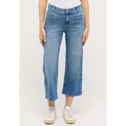Angels Damen Angels Stretch-Jeans &raquo;LINN POCKET&laquo; in modisch verk&uuml;rzter L&auml;nge mit weitem Bein, Stretch blau 34, K-Gr